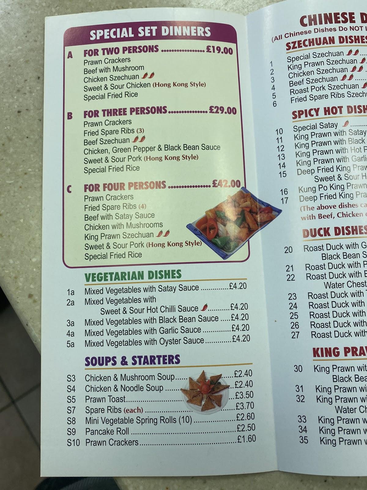 Menu at Scunthorpe Chinese Take-Away fast food, Scunthorpe