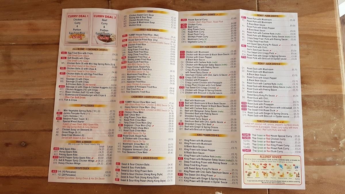 Menu at Yummy House fast food, Plymouth