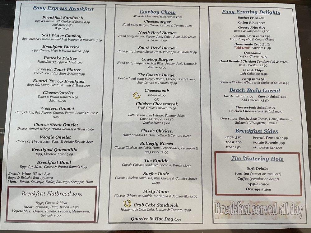 Menu at Beach Road Round-up restaurant, Chincoteague Island