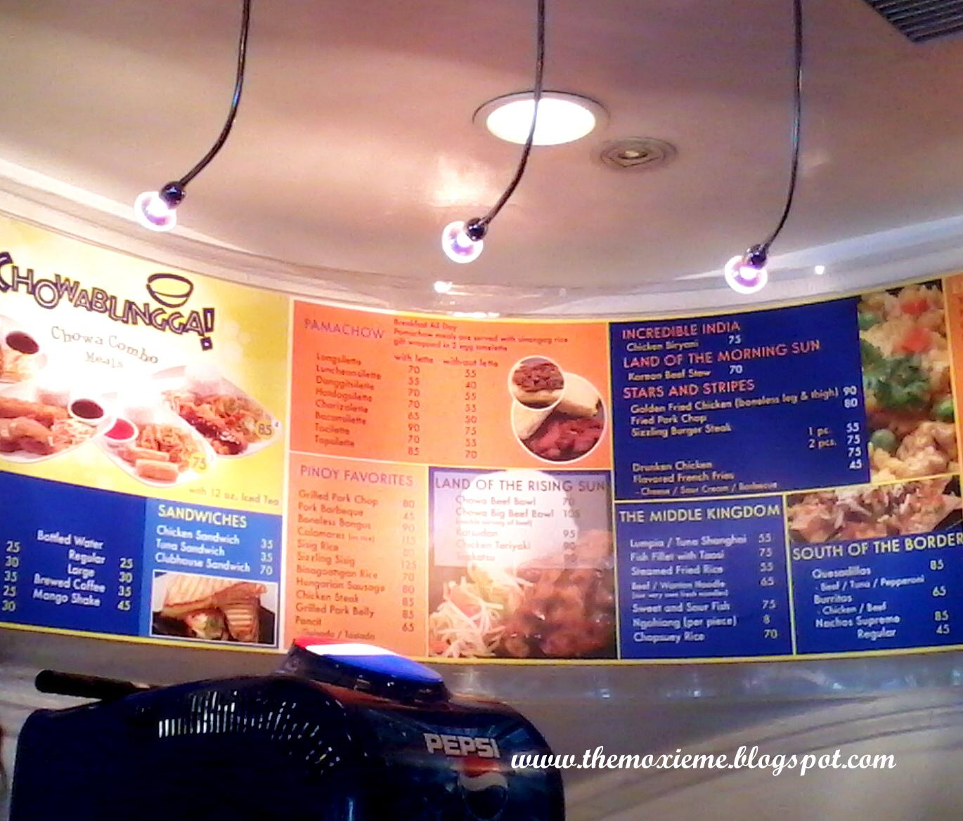 Menu at Chowabungga restaurant, Cebu City, GF i1 Building
