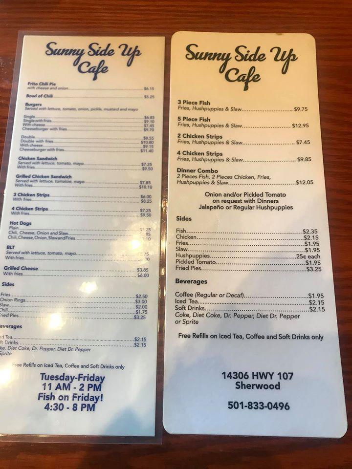 Menu at Sunny Side up Cafe, Sherwood, AR-107