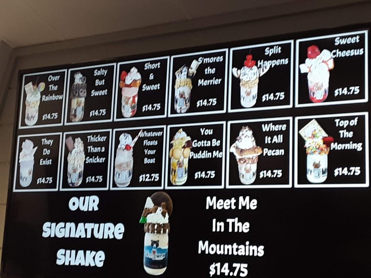 Menu at The Crazy Mason Milkshake Bar Gatlinburg, Gatlinburg