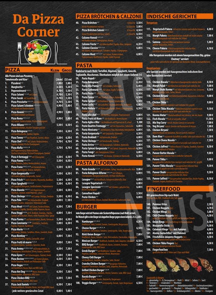 Menu at Da Pizza Corner, Ginsheim-Gustavsburg