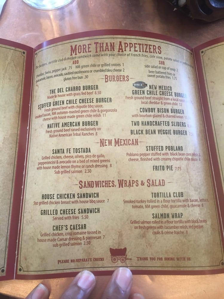 Menu at Del Charro pub & bar, Santa Fe