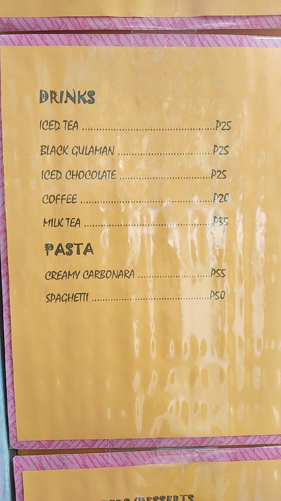 Menu at Food Politics Kenneth Borderline Branch restaurant, Taguig