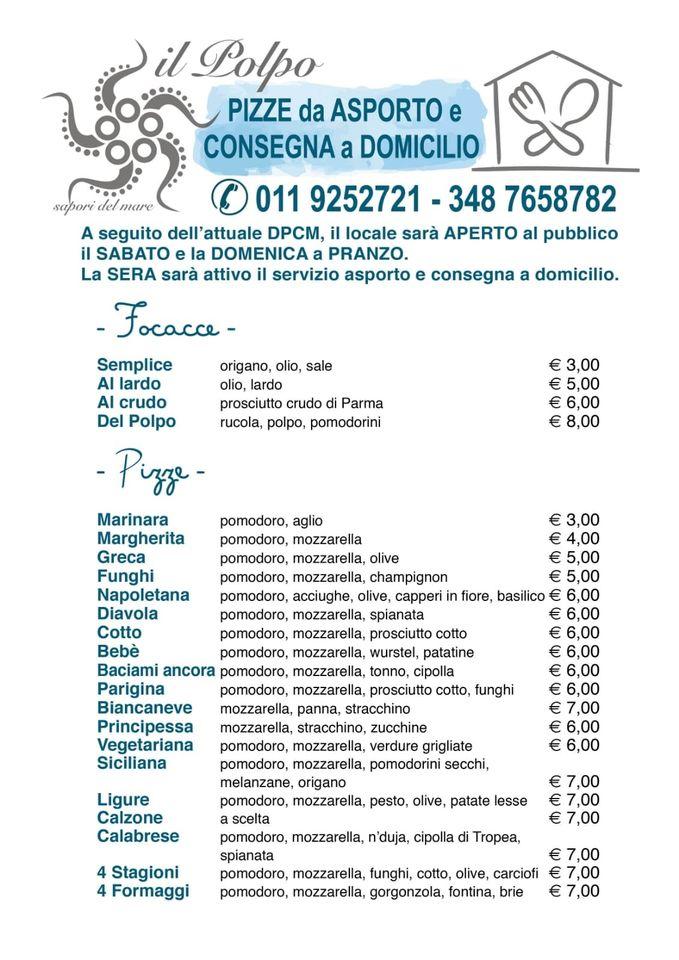 Menu da Il Polpo Ristorante Pizzeria, Varisella, 22