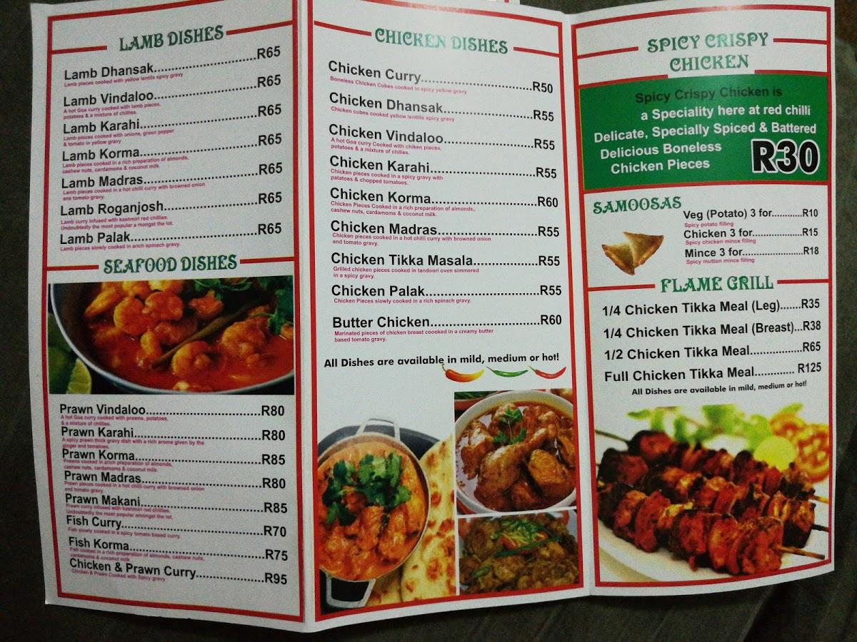 Carta del restaurante Red Chilli, Dalton