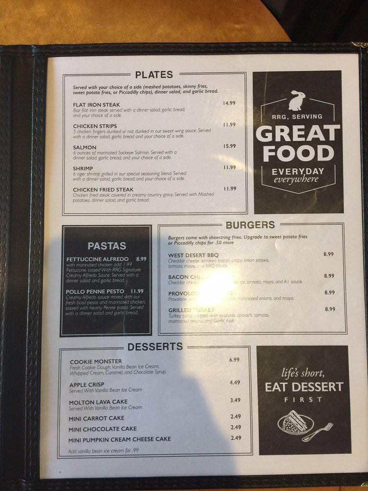 Menu at Red Rabbit Grill pizzeria, Delta