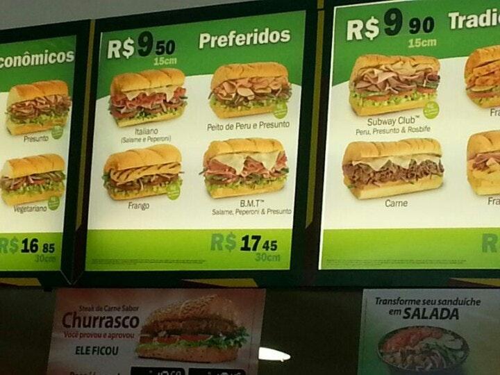 Menu em Subway restaurante, Recife, R. Dr. João Asfora