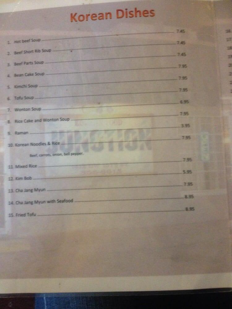 Menu at The Junction Restaurant Korean &International cuisine, Lawton