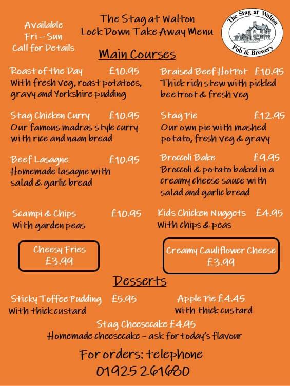 Menu at The Stag at Walton pub & bar, Walton