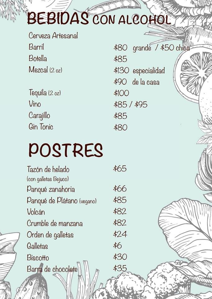 Menu at Bejuco Cafetería - Bar, Mexico City