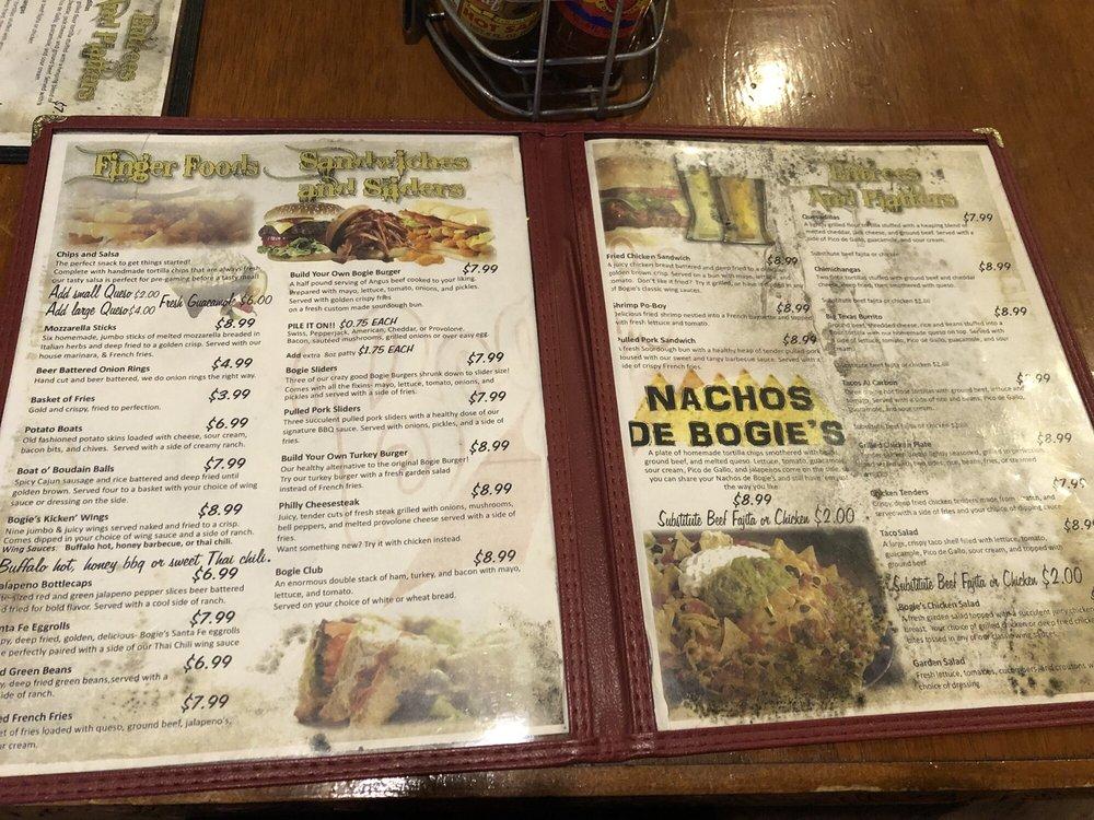 Menu at Bogies Pub and grill Pearland, Pearland