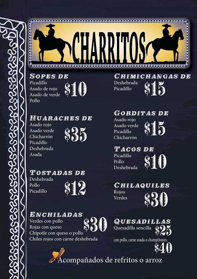 Menu at Charritos" restaurant, Nuevo Casas Grandes Municipality
