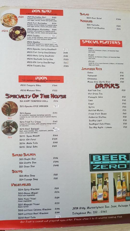 Menu at Chikuzai Japanese Dishes restaurant, City of Balanga, MGGM+879