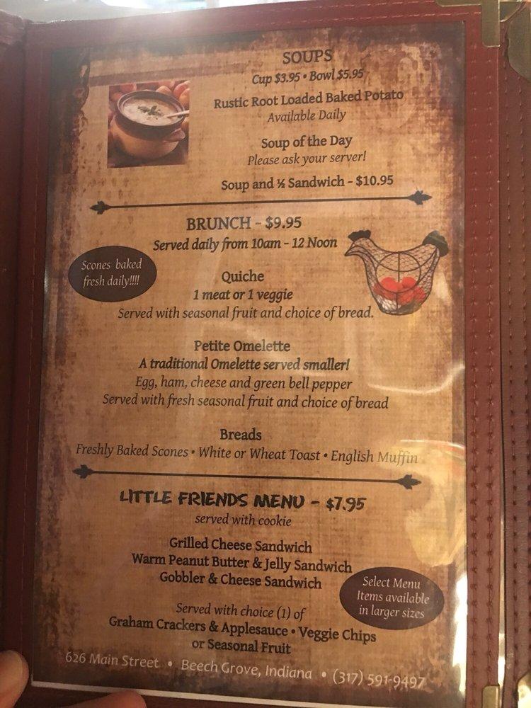 Menu at Rustic Root restaurant, Beech Grove