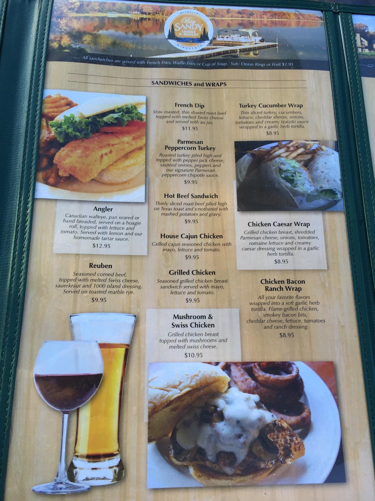 Menu at Big Sandy Lodge & Resort restaurant, USA