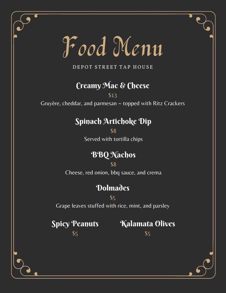 Menu at Depot Street Tap House pub & bar, Bridgton, 18 Depot St