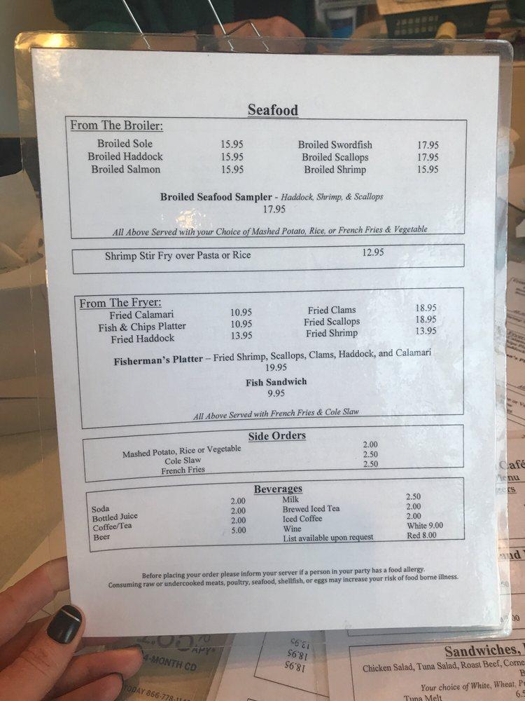 Menu at Drydock Cafe, Boston