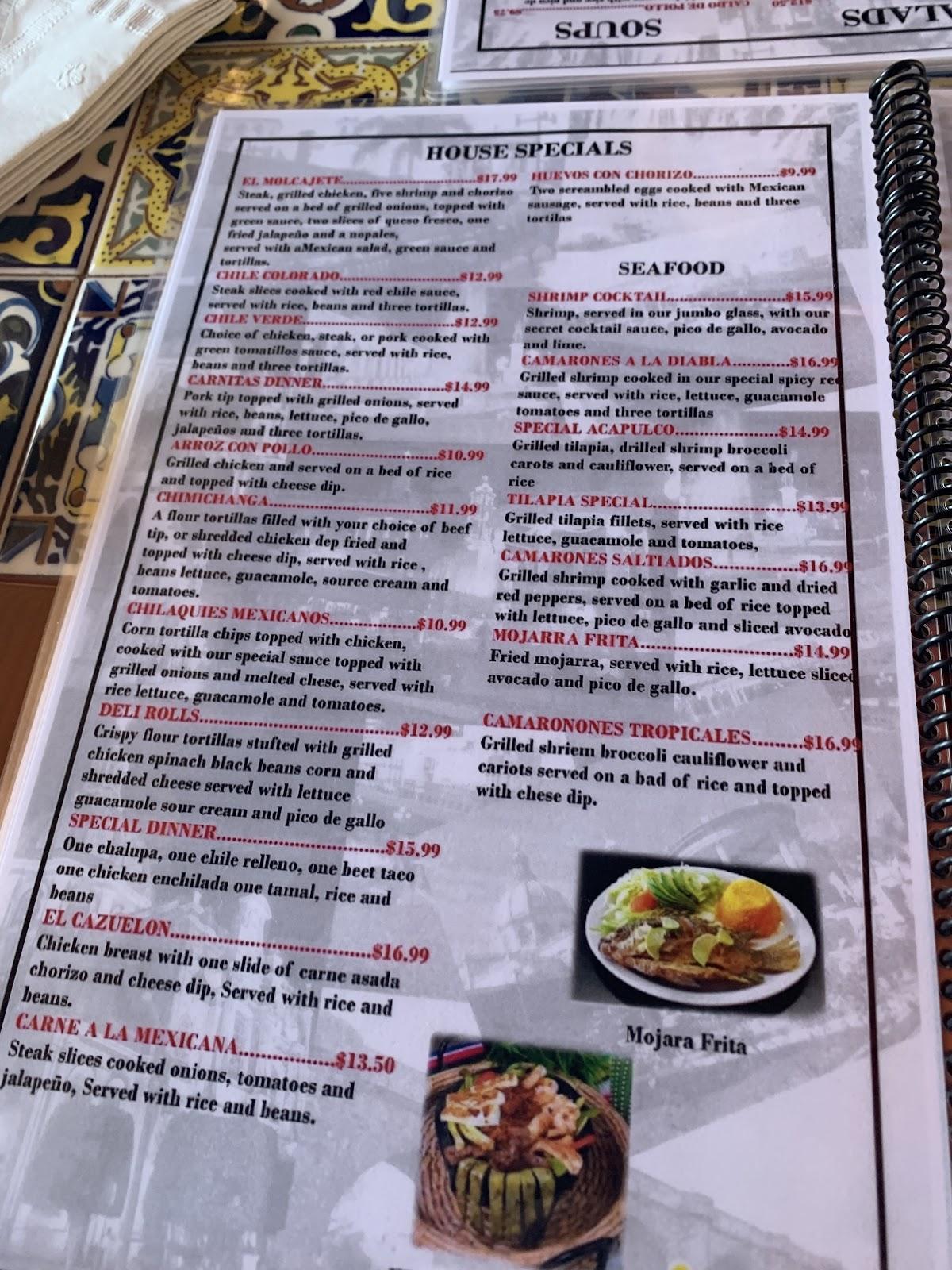 Menu at El Salto Mexican Restaurant, Chesterfield