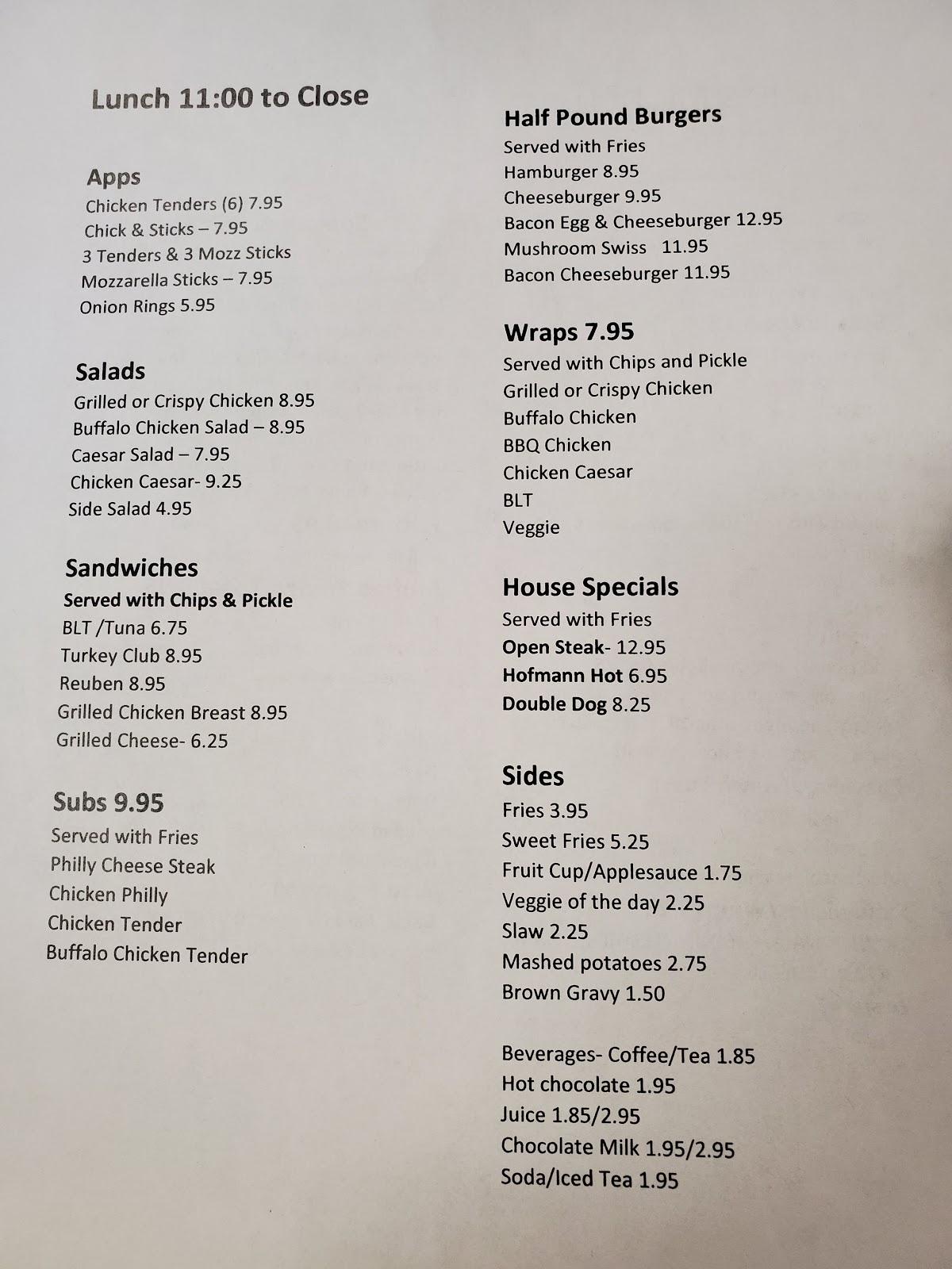 Menu at Gracie's Kitchen restaurant, Solvay
