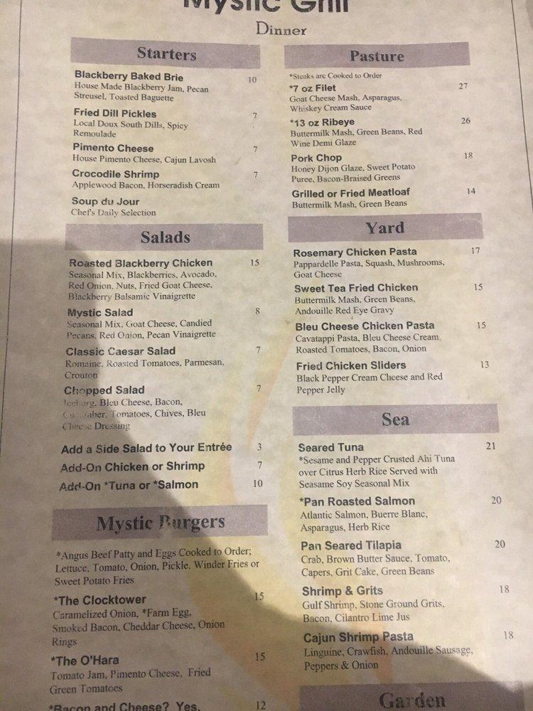 Menu at Mystic Grill pub & bar, Covington