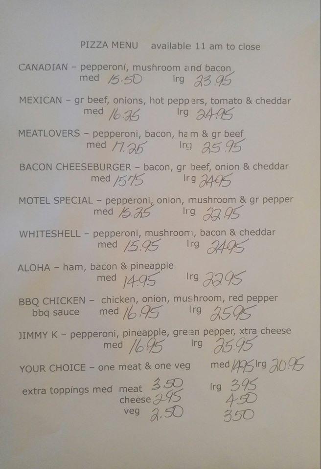 Menu at Seven Sisters Motel & Restaurant, Seven Sisters Falls