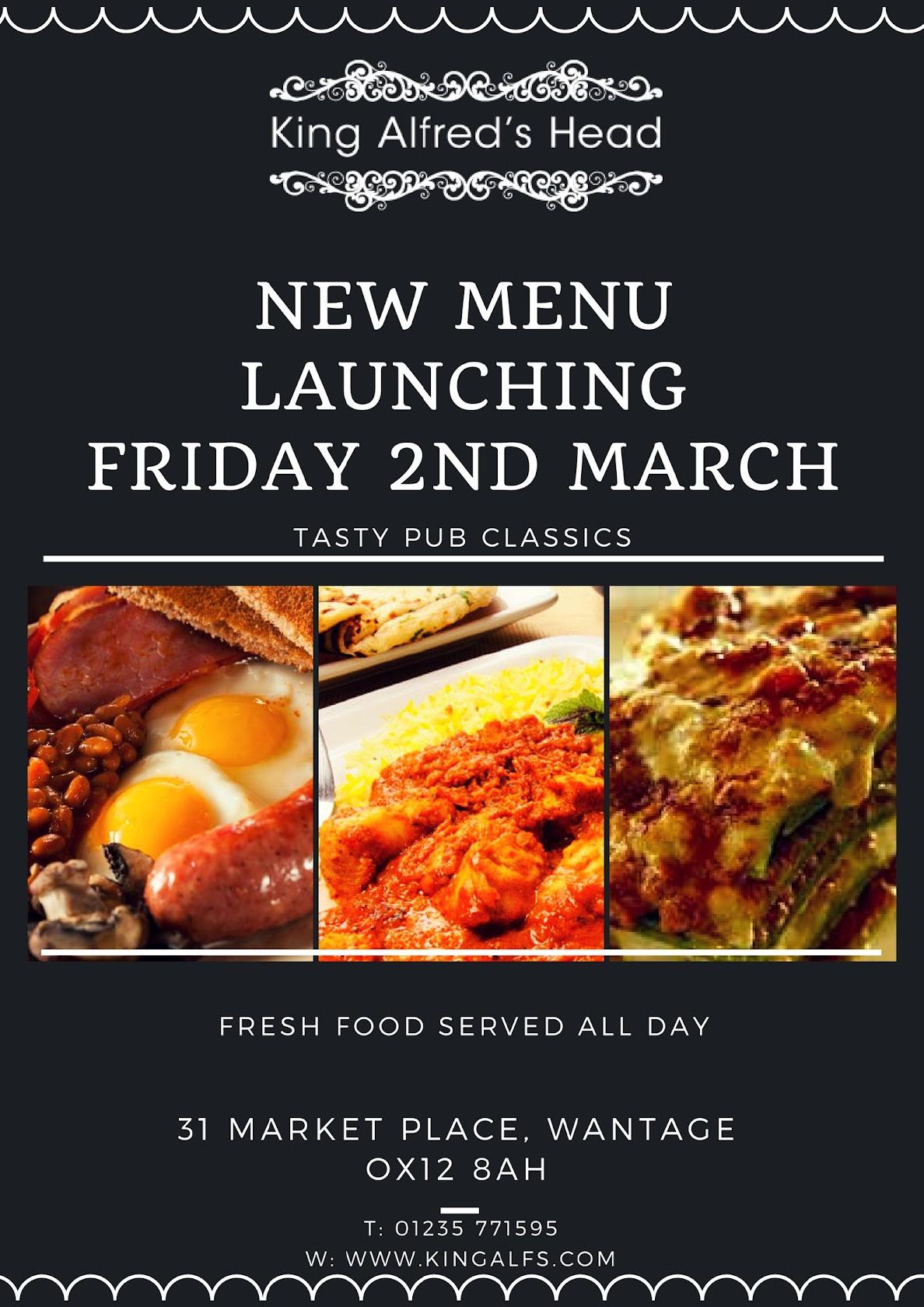 Menu at The King Alfred's Head pub & bar, Wantage