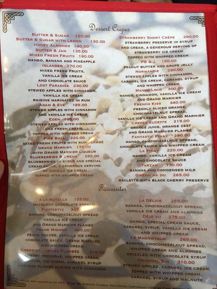 Menu at Cafe Breton, Quezon City, M354+3GQ