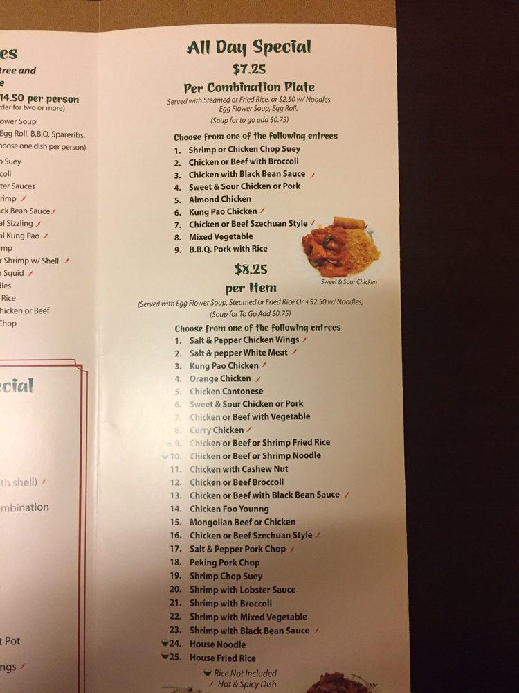 Menu at Golden Mandarin restaurant, Chula Vista