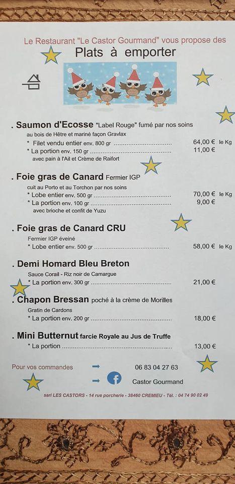 Menu au Le Castor Gourmand restaurant, Crémieu
