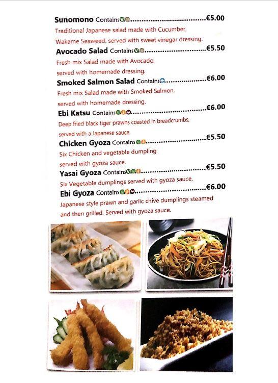 Menu at Nikko restaurant, Drogheda