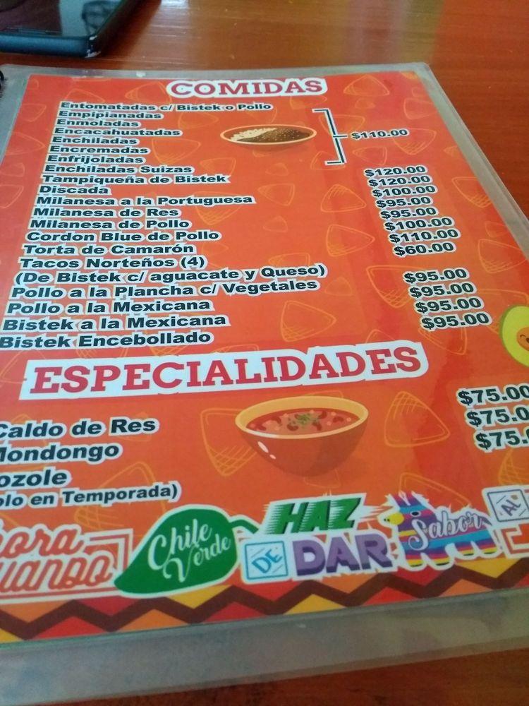 Menu at El Samborcito de Margot restaurant, Ciudad Madero