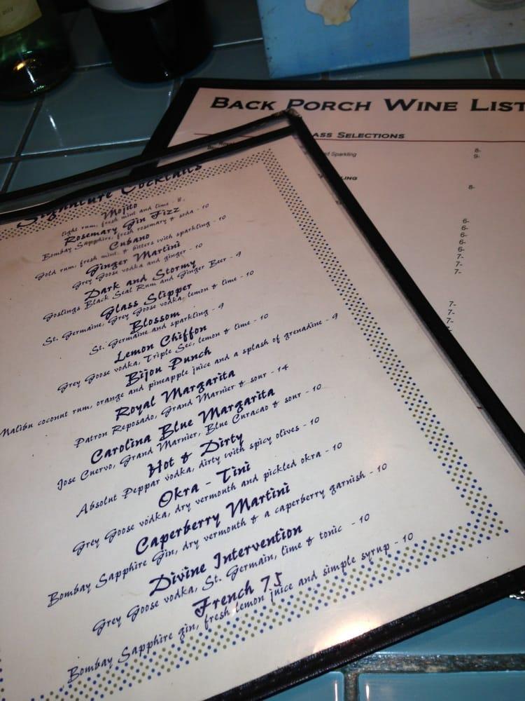 Menu at Back Porch Restaurant, Ocracoke