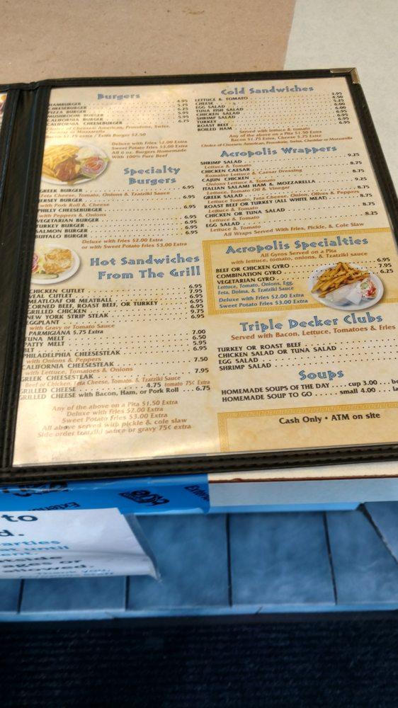 Menu at Acropolis Cafe Restaurant, Belmar