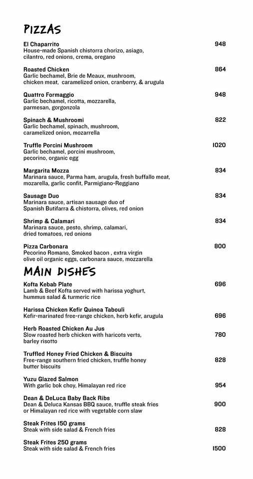 Menu at Dean & Deluca cafe, Makati, Ground Floor Edades Tower