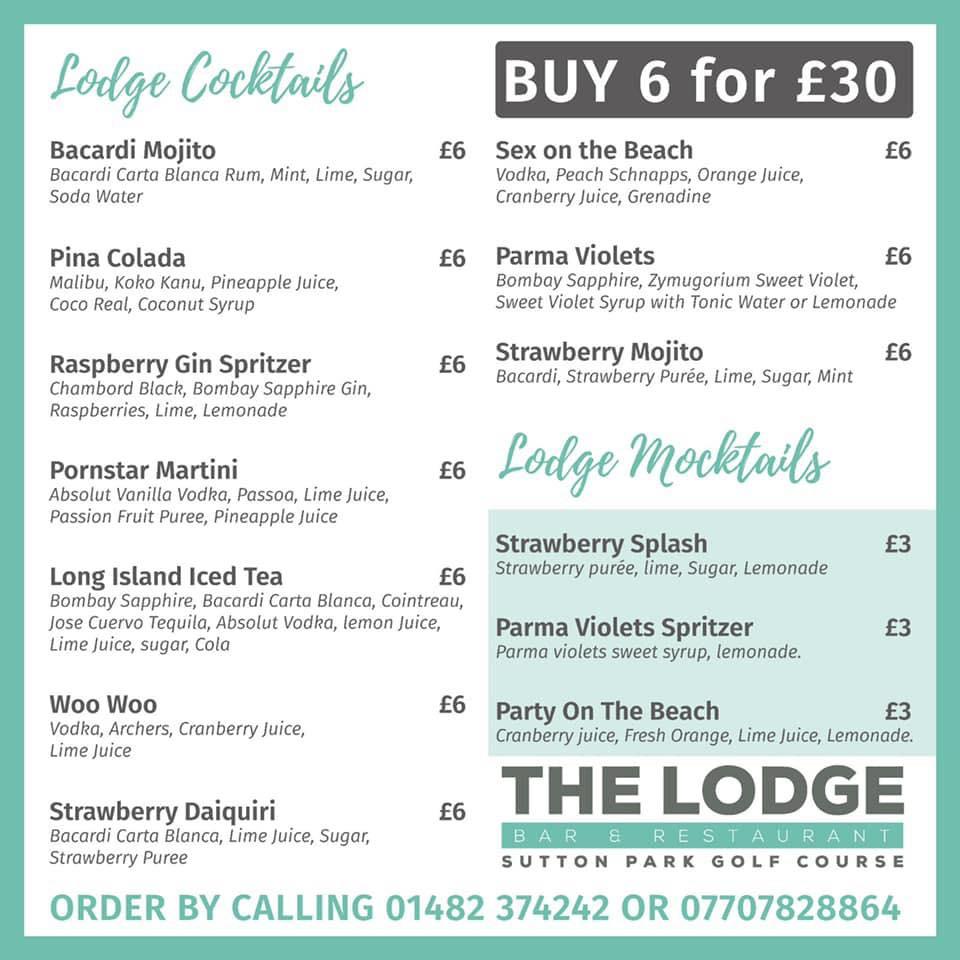 Menu at The Lodge Bar & Grill - Sutton Golf Course, Hull, The Lodge