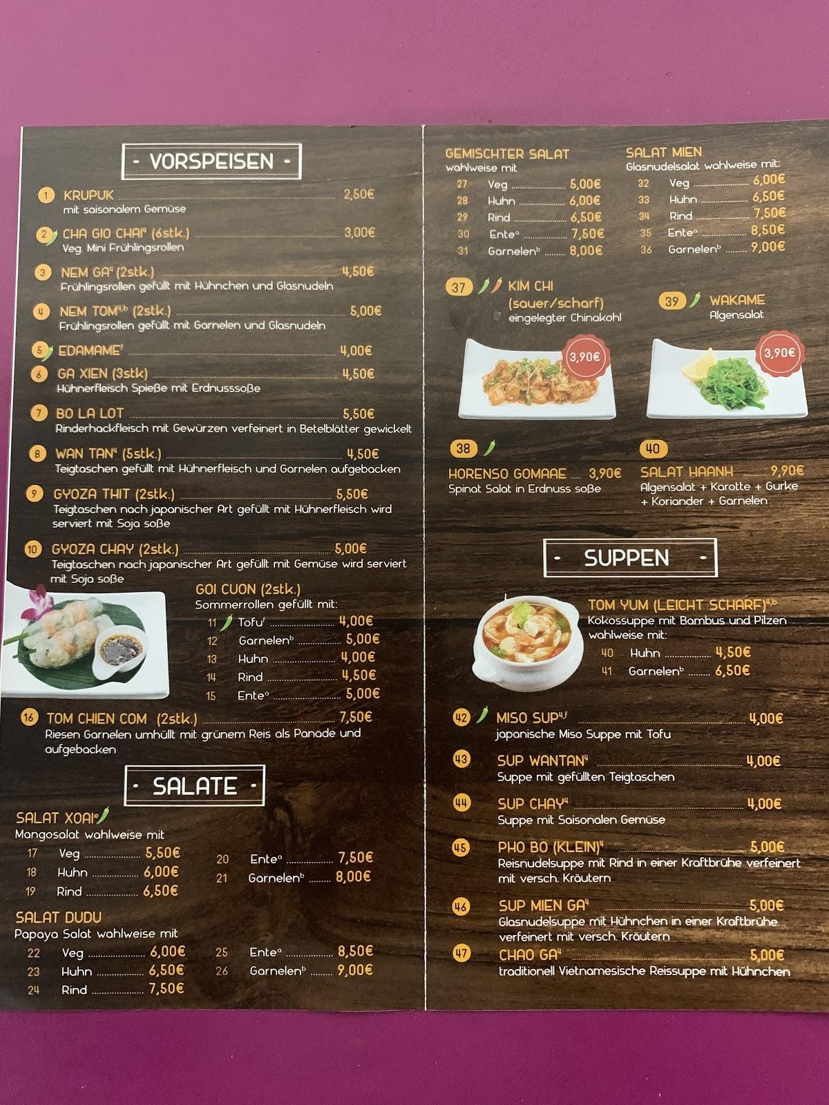 Menu at Ha Anh Vietnamese Cuisine restaurant, Kolbermoor