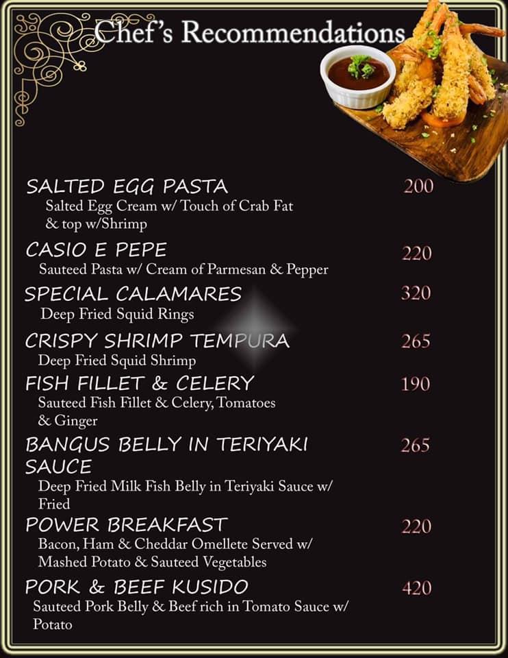 Menu at Niña's Cafe, Bayambang