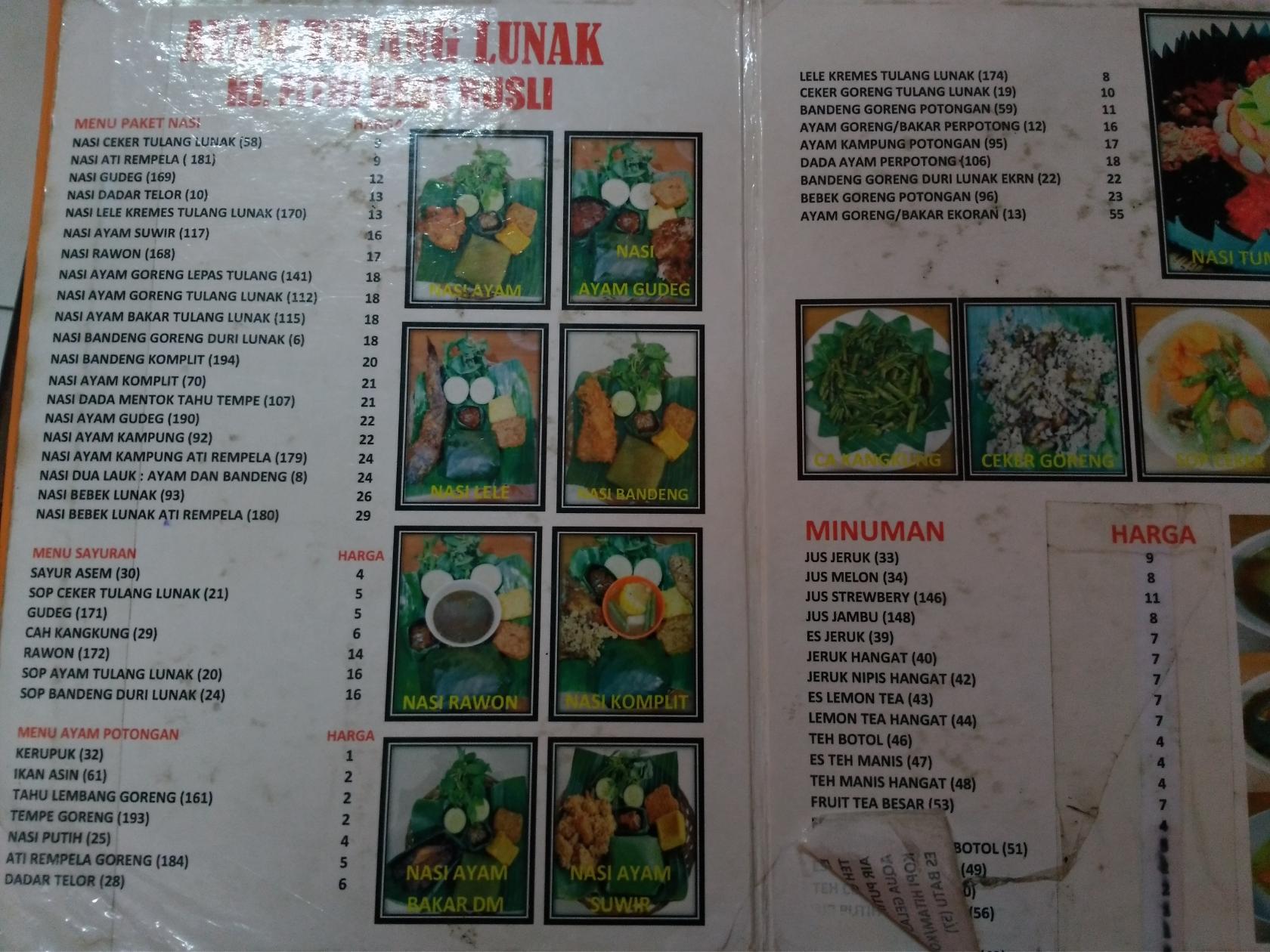Menu at Ayam Tulang Lunak Khas Ibu Hj. Fitri Dede Rusli restaurant, Serang