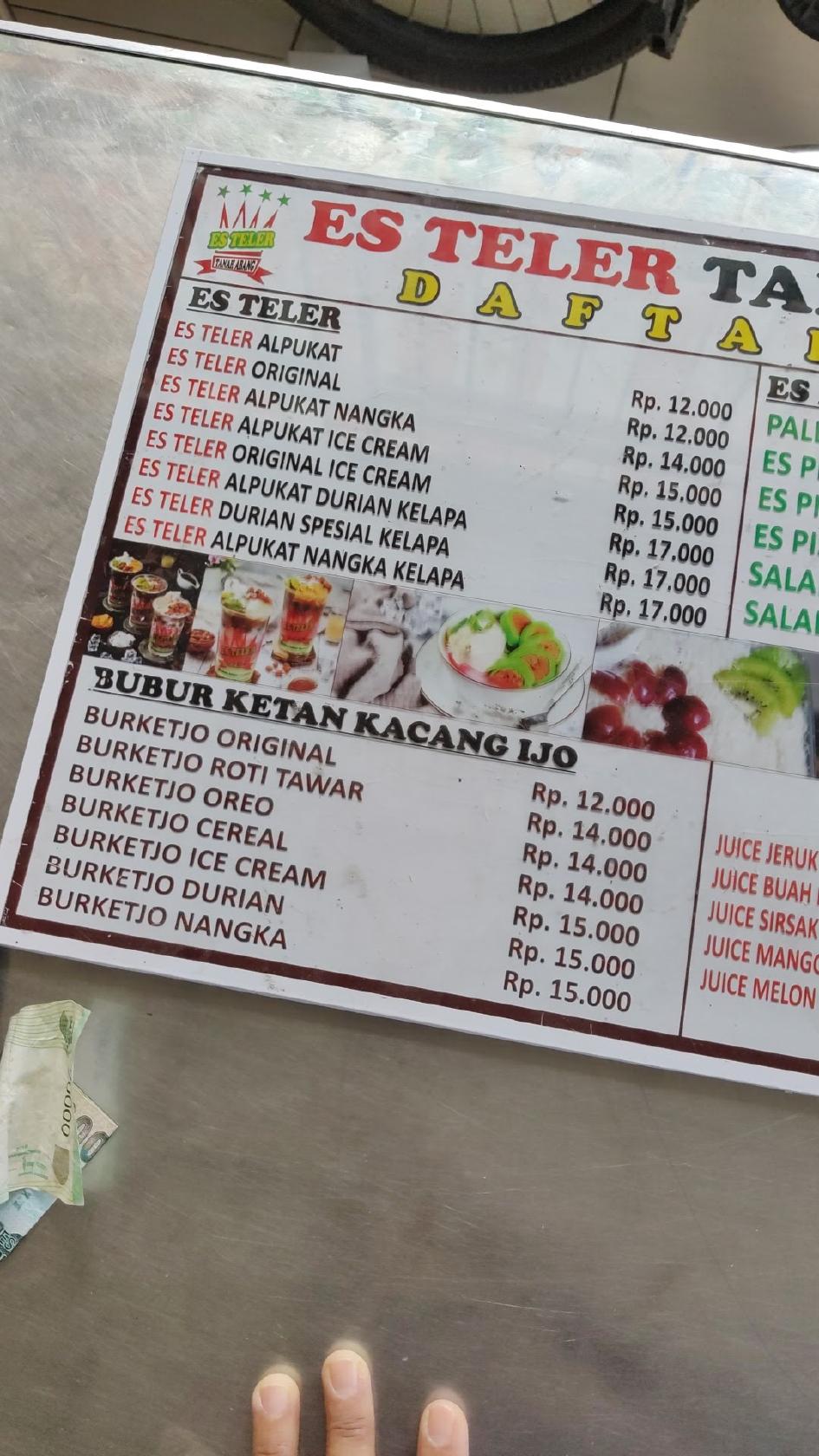 Menu at ES TELER TANAH ABANG PUSAT restaurant, Makassar