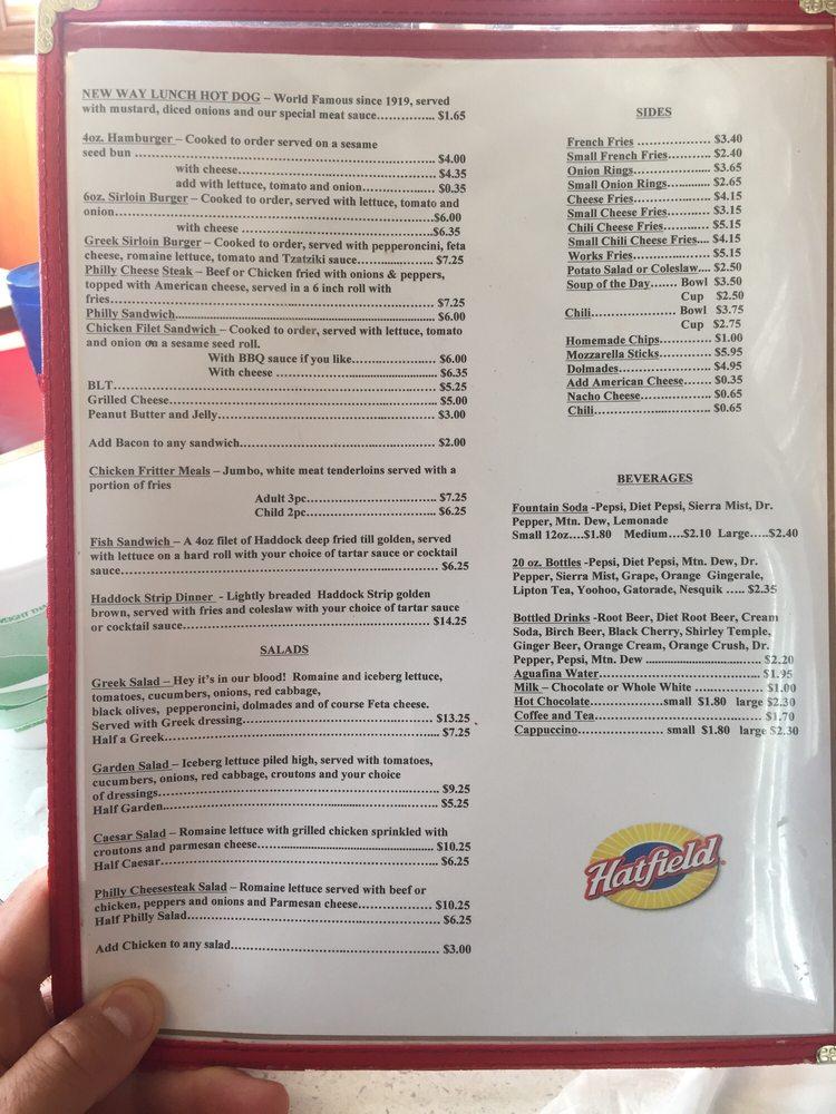 Menu at New Way Lunch restaurant, Warrensburg
