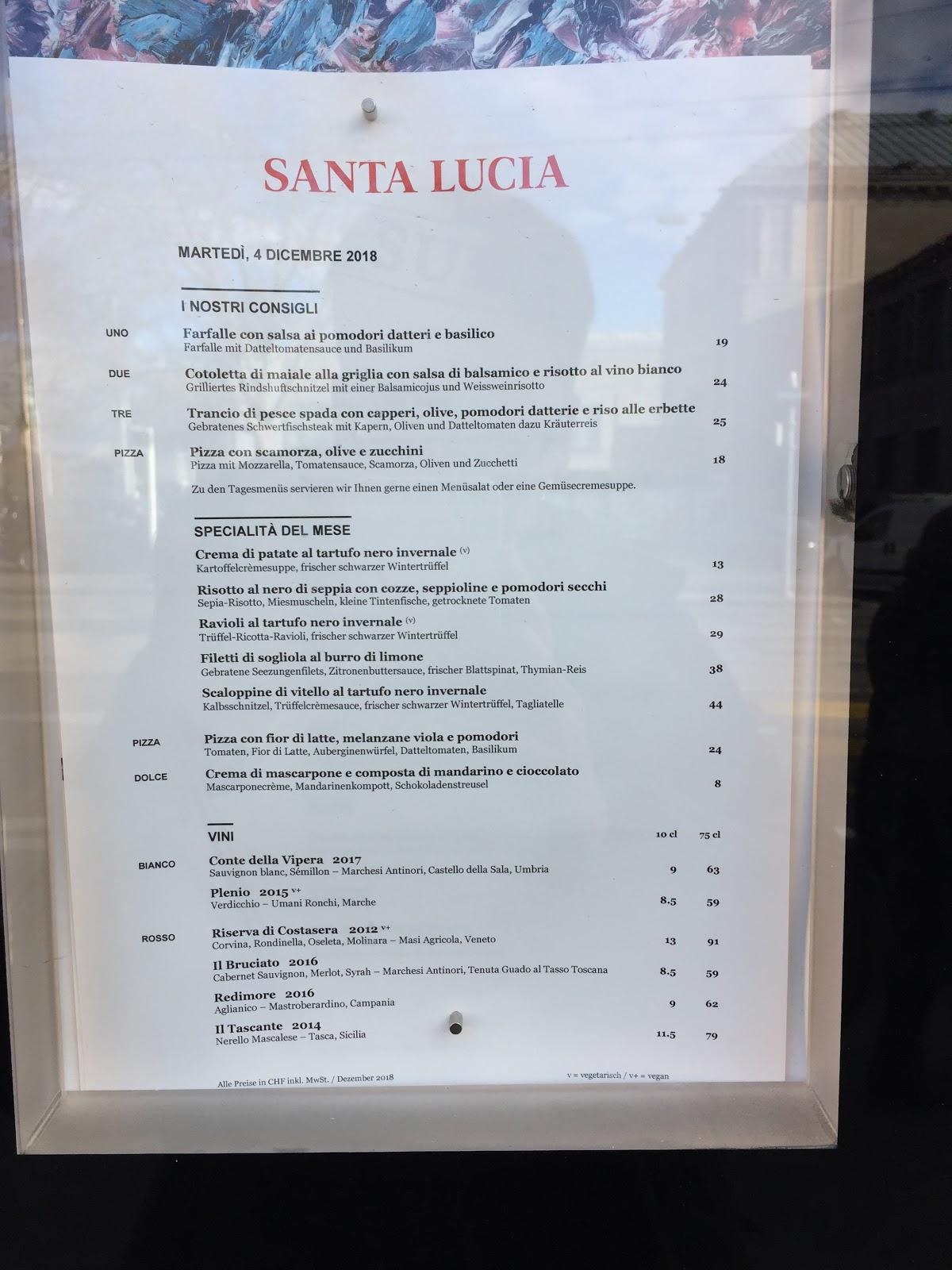 Menu da Santa Lucia, Zurigo, Rämistrasse 32