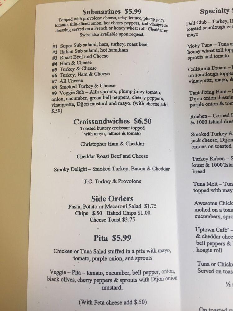 Menu at Tannery Downtown restaurant, Greeneville, 117 E Depot St