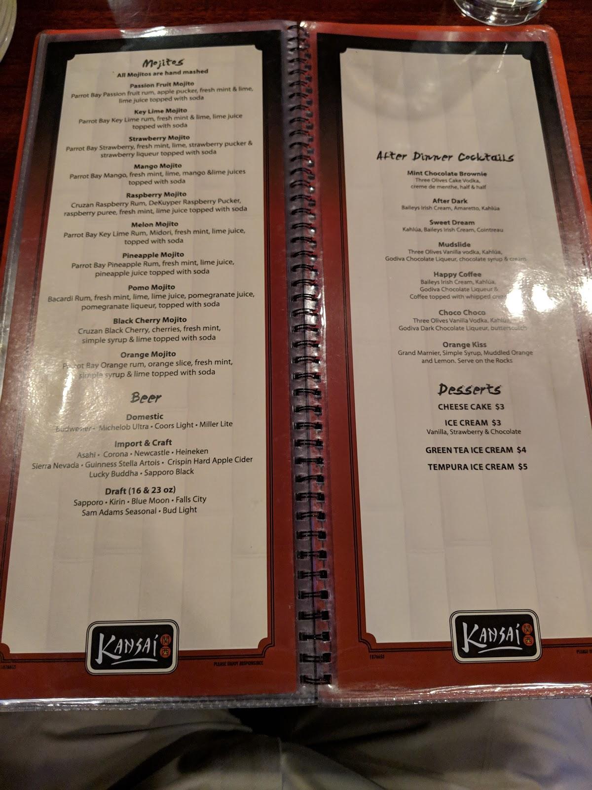 Menu at Kyushu Japanese Steakhouse, Louisville, S Hurstbourne Pkwy