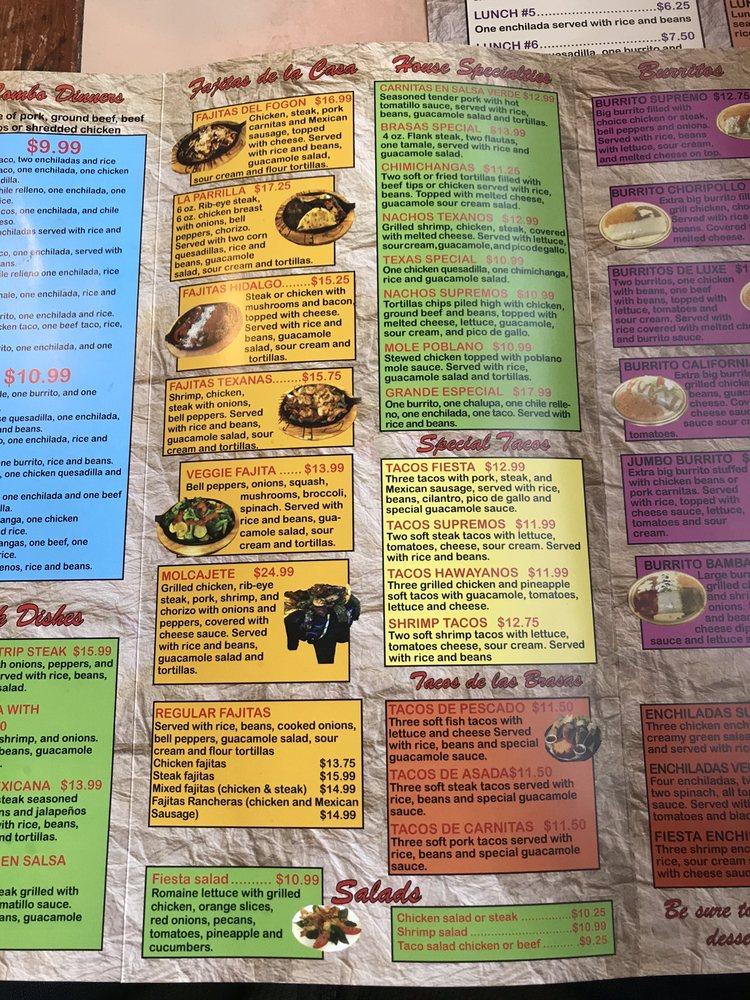 Menu at Las Brasas Grill restaurant, East Aurora
