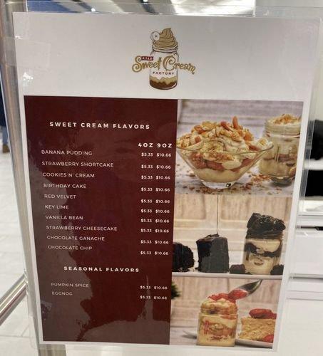 Menu at A'Jar Sweet Cream Factory desserts, East Rutherford