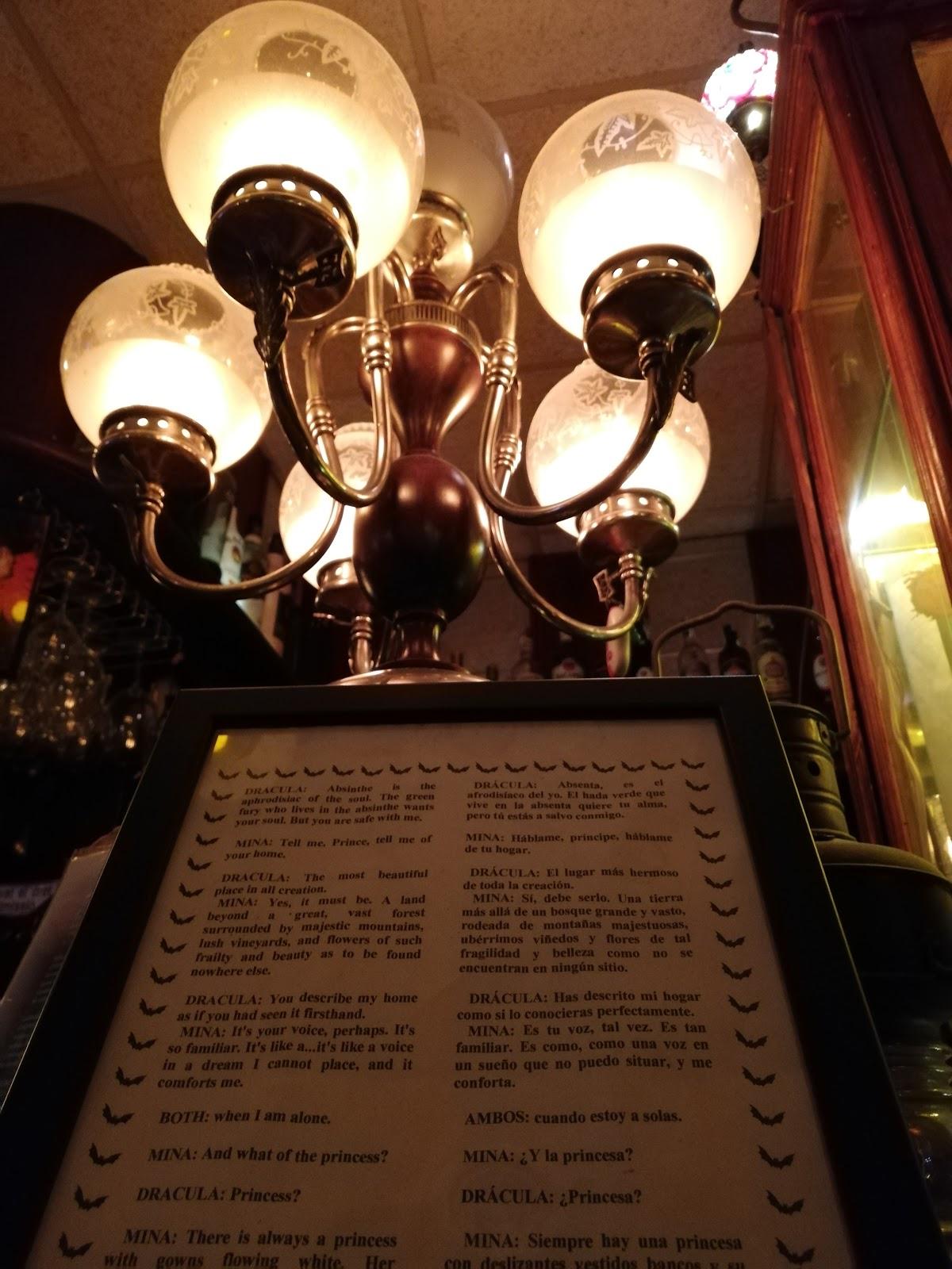 Carta de Bar Absenta, Barcelona, C. de Sant Carles