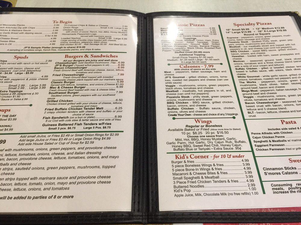 Menu at JP's Pizzeria & Grill, Calcutta