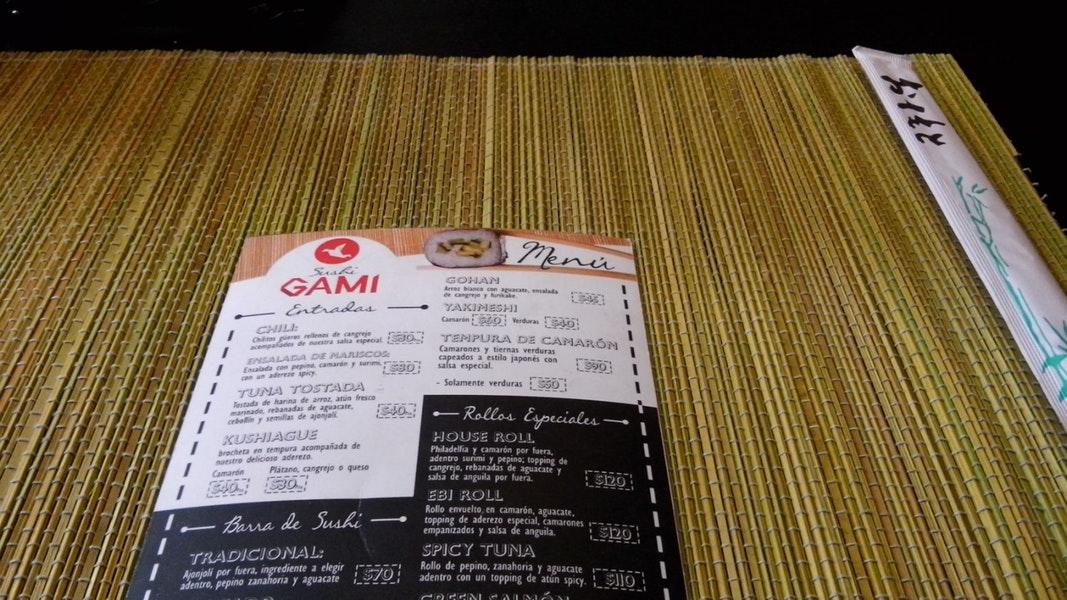 Carta del restaurante Sushi Gami, San Miguel del Allende